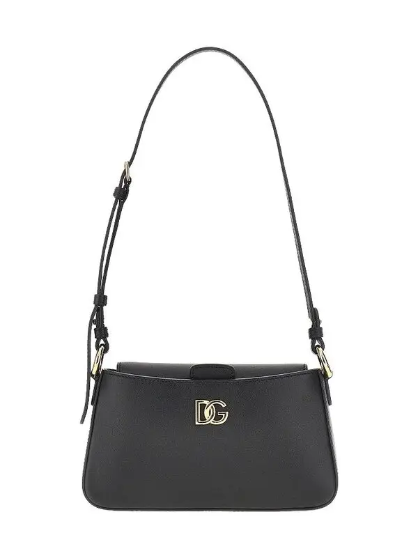 Dolce & Gabbana Leather Phone Bag With Dg Logo - Black