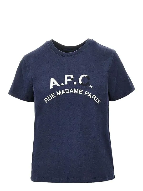 A.p.c. Cotton Jersey T-shirt With Vintage Effect Logo Embroidery - Blue