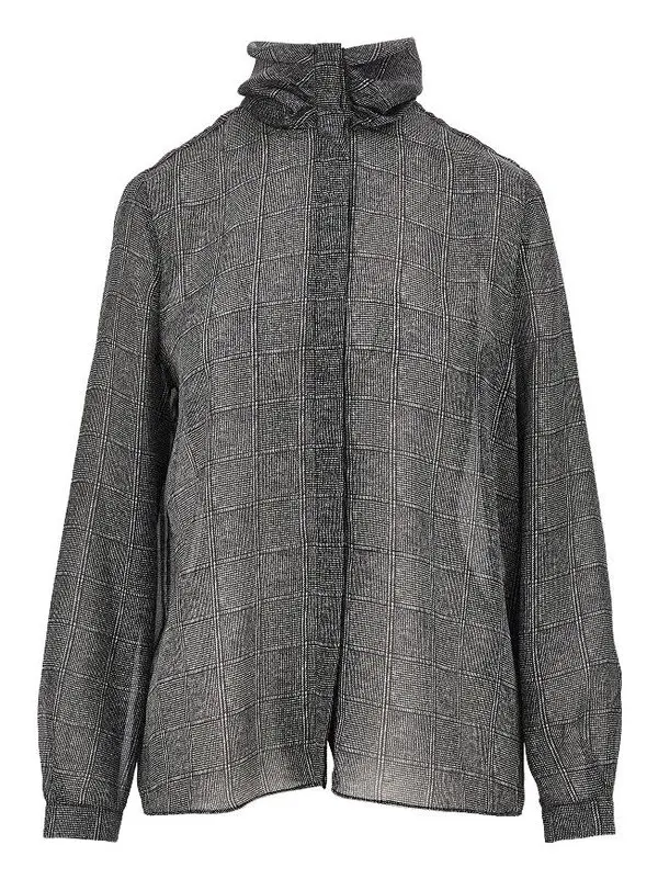 Emporio Armani Check Print Satin Shirt - Black