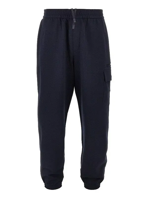 Emporio Armani Stretch Viscose-blend Piquet Jersey Cargo Pants - Blue