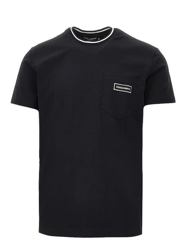 Dolce & Gabbana T-shirt With Pocket And Logo Patch - Black