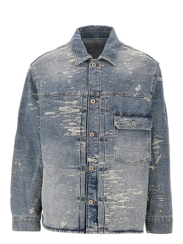 Emporio Armani Vintage Effect Denim Jacket - Blue