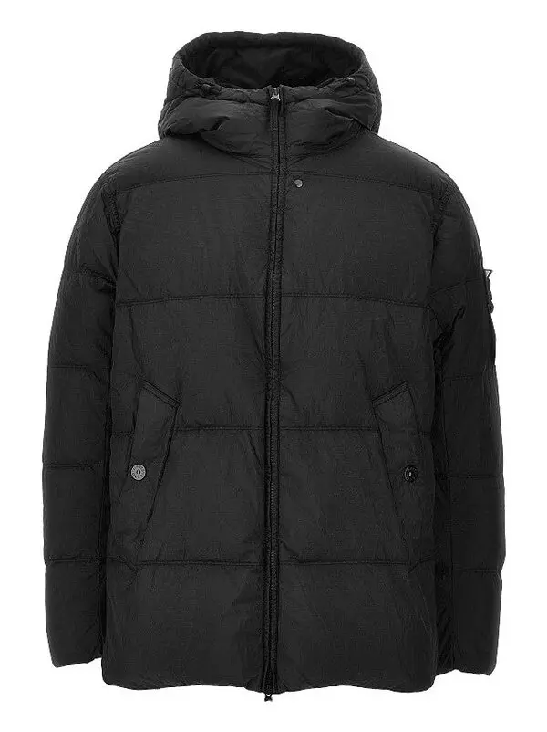 Stone Island Garment Dyed Crinkle Rep Nylon Down Jacket - Black