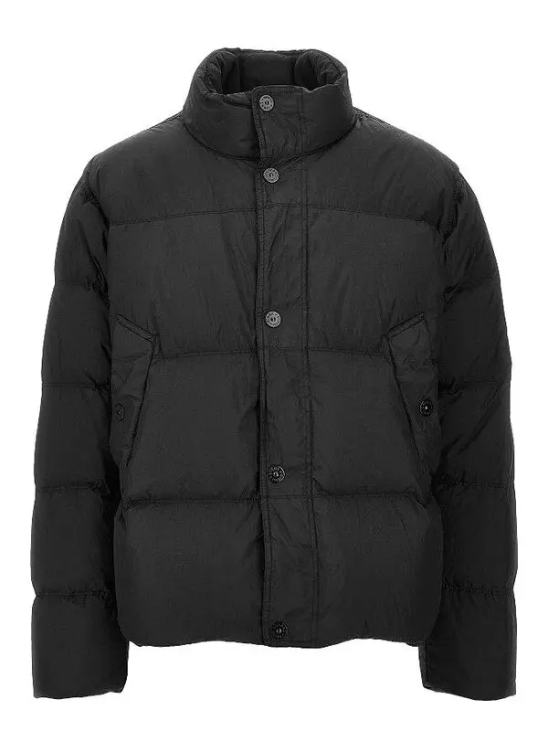 Stone Island Garment-dyed Crinkle Rep Nylon Down Jacket - Black