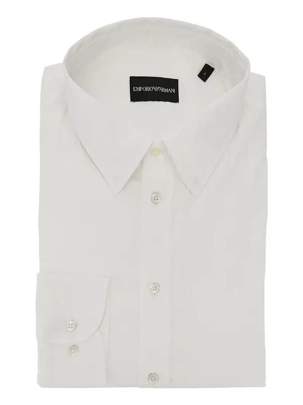 Emporio Armani Cotton-blend Technical Poplin Hirt - White