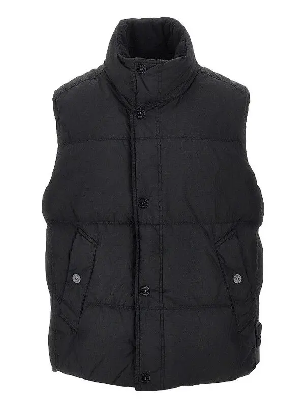 Stone Island Garment Dyed Crinkle Rep Ny Down Vest - Black