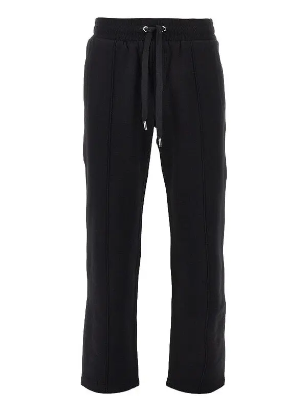 Dolce & Gabbana French Terry Pants With Logo Plate - Black