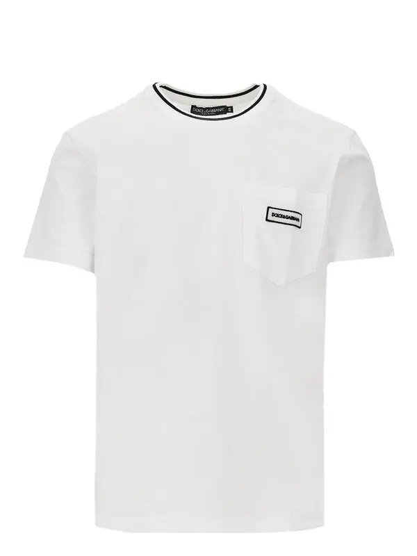 Dolce & Gabbana T-shirt With Pocket And Logo Patch - White