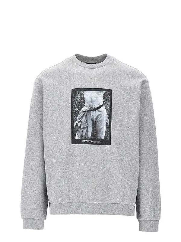 Emporio Armani Logo Print Crewneck Sweatshirt - Grey
