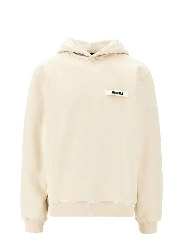 Jacquemus Fleece-back Cotton Jersey Hoodie With Embroidered Logo - Beige