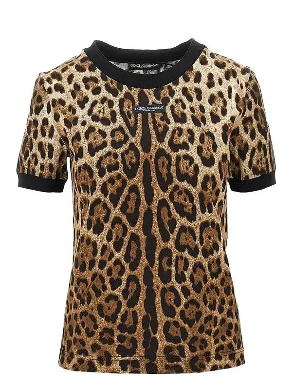 Dolce & Gabbana Leopard-print Cotton Jersey T-shirt - Brown