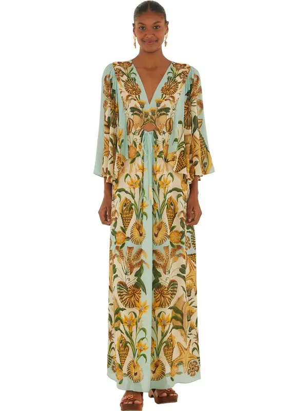 Farm Rio Marine Garden Print Maxi Dress - Orange