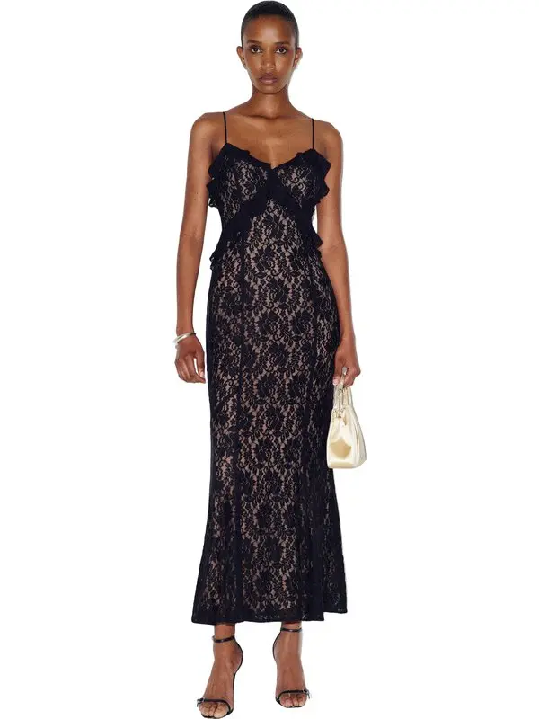 REFORMATION Maricela Lace Midi Dress - Black