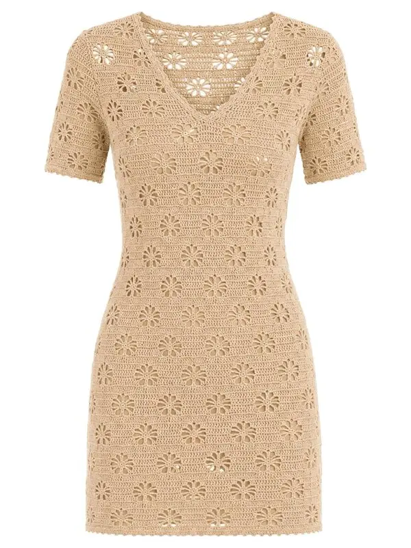 MUCHE & MUCHETTE Shara Crochet Mini Dress - Brown