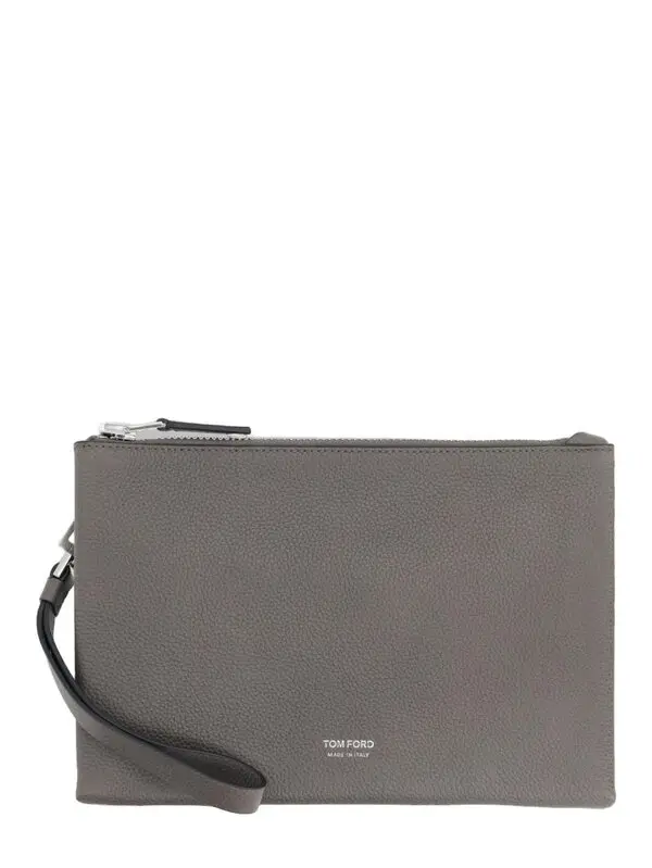 TOM FORD Pouchette Minimal Sottile Leather Wristlet - Gray