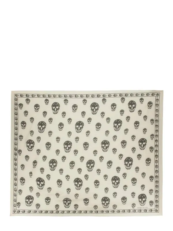 Alexander McQueen Foulard Skull Silk Scarf - Cream