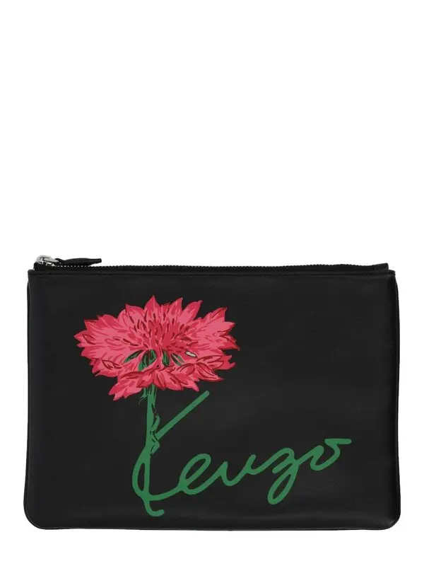Kenzo Tulip Leather Pouch - Black