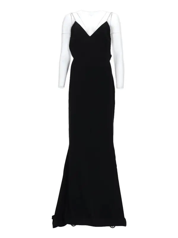 TOM FORD Sleeveless Satin Evening Gown With Chain Embroidery - Black