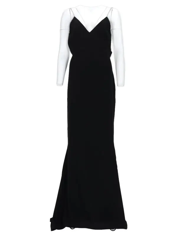 TOM FORD Sleeveless Satin Evening Gown With Chain Embroidery - Black