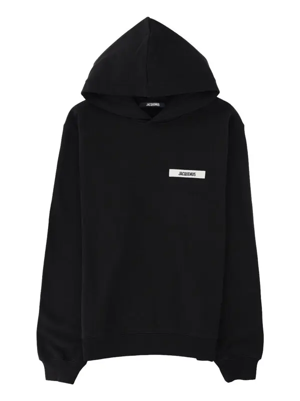 Jacquemus Felpa Con Cappuccio E Logo - Black
