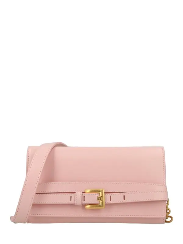 Balmain Leather Wallet With Shoulder Strap - Pink