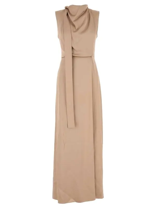 Fendi Satin Long Dress - Brown