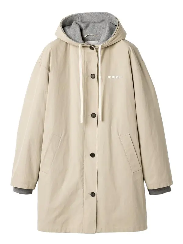 Miu Miu Single-breasted Cotton And Fleece Caban Jacket - Sand Beige