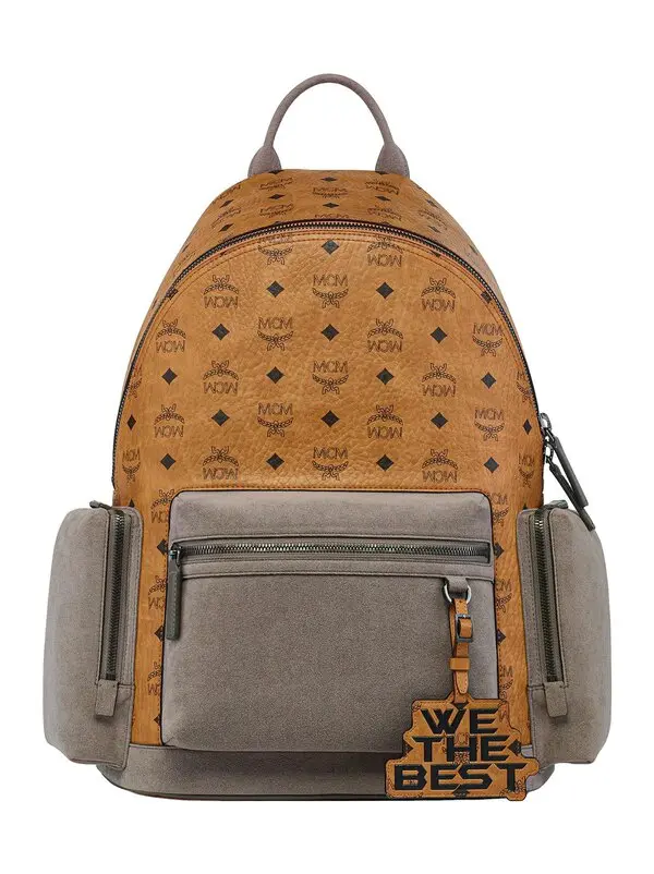 Mcm Visetos Stark Backpack - Cognac