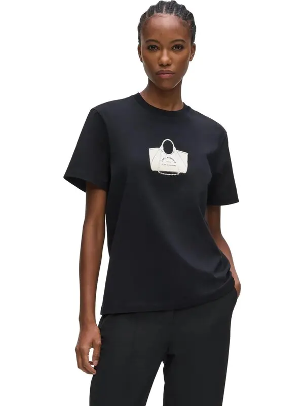 Karl Lagerfeld Organic Cotton T-shirt With Bag Motif - Black