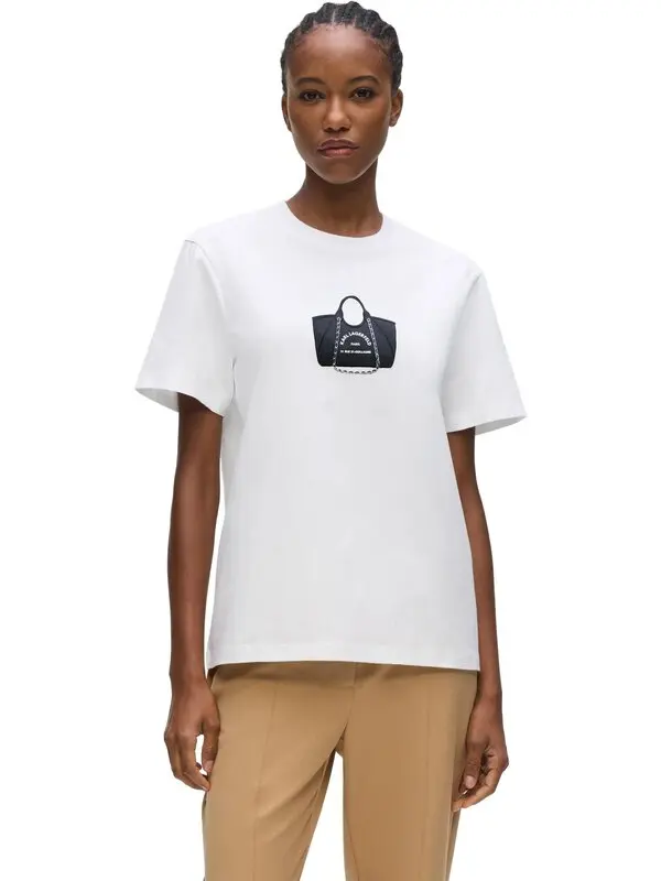 Karl Lagerfeld Organic Cotton T-shirt With Bag Motif - White