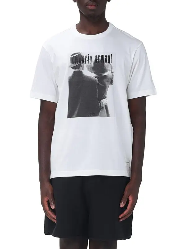Emporio Armani Graphic Print Cotton T-shirt With Contrasting Logo - White 2