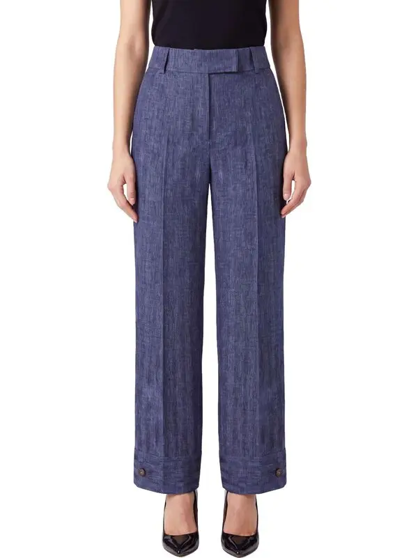 Giorgio Armani High-waisted Wide-leg Palazzo Trousers In Pure Silk - Blue