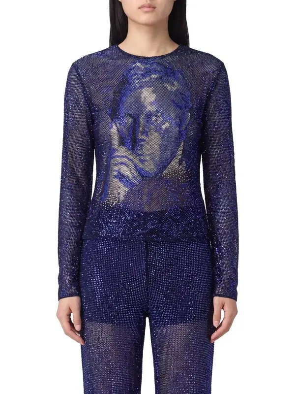 Giorgio Armani Embellished Polyamide Long-sleeved Top - Blue