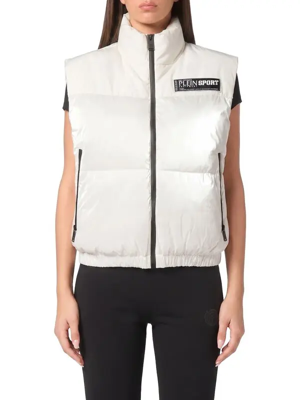 PLEIN SPORT Quilted High Neck Gilet - White
