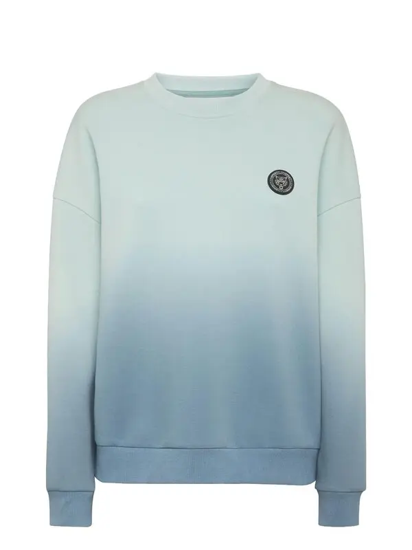 PLEIN SPORT Abstract Print Jersey Sweatshirt With Dropped Shoulders - Turquoise