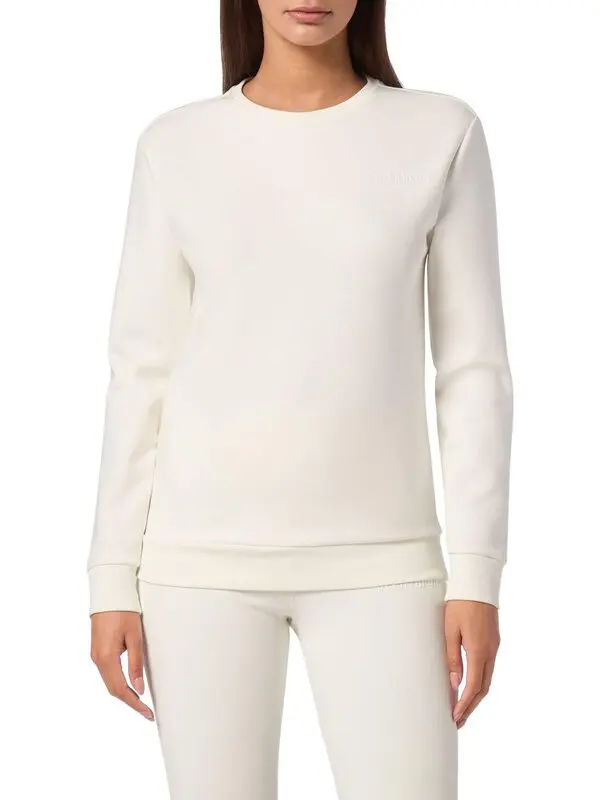 PLEIN SPORT Cropped Crewneck Jersey Sweatshirt - White