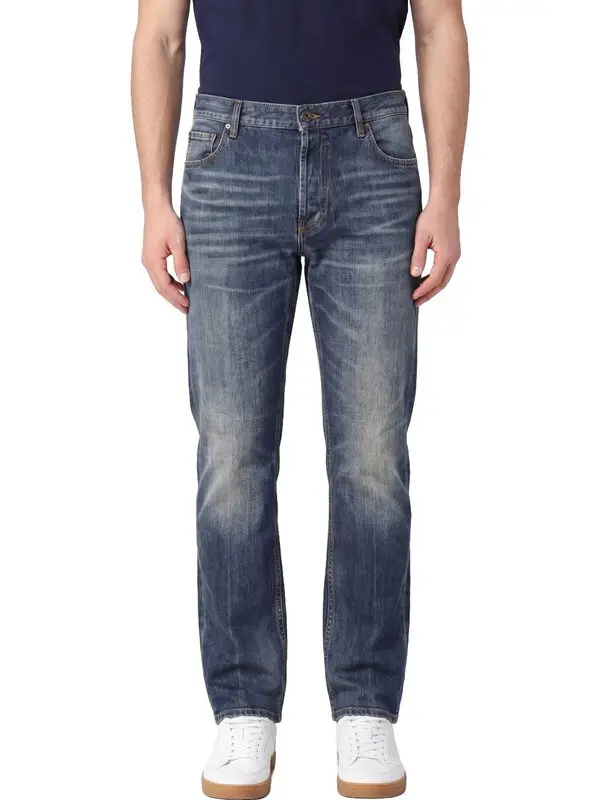 Burberry Straight Fit Coated Cotton Denim Jeans - Blue