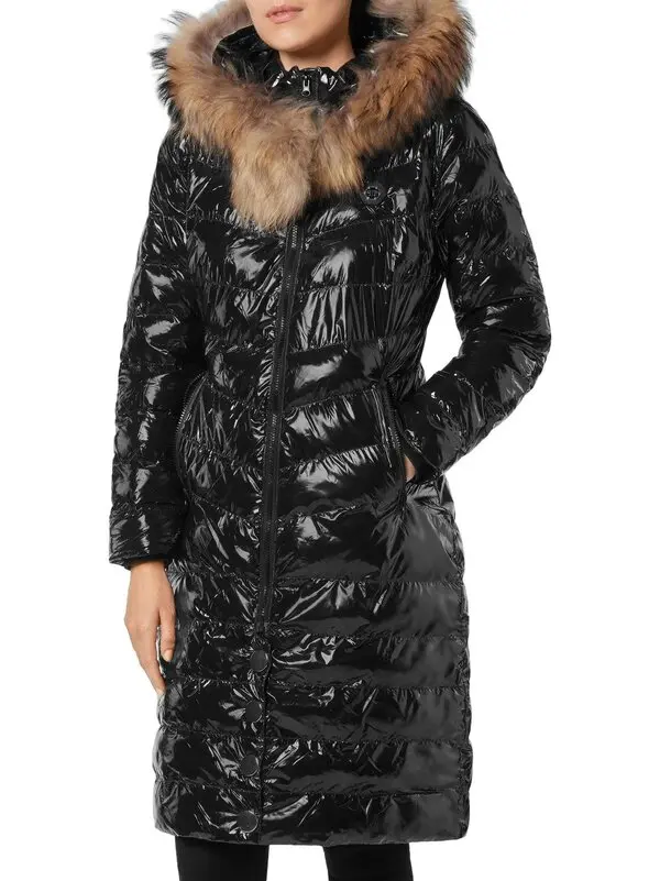 Philipp Plein Padded Jacket With Fur Trimmed Hood - Black