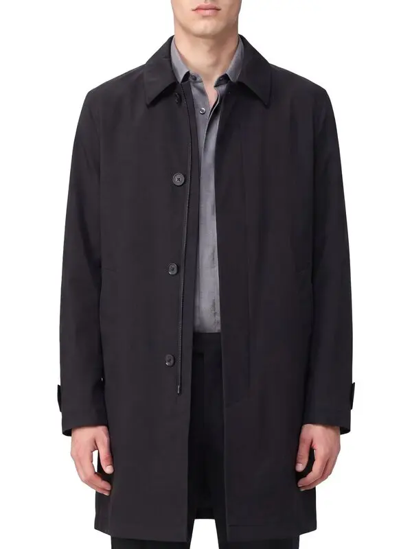 Herno Short Technical Fabric Trench Coat With Classic Collar And Back Vent - Blue