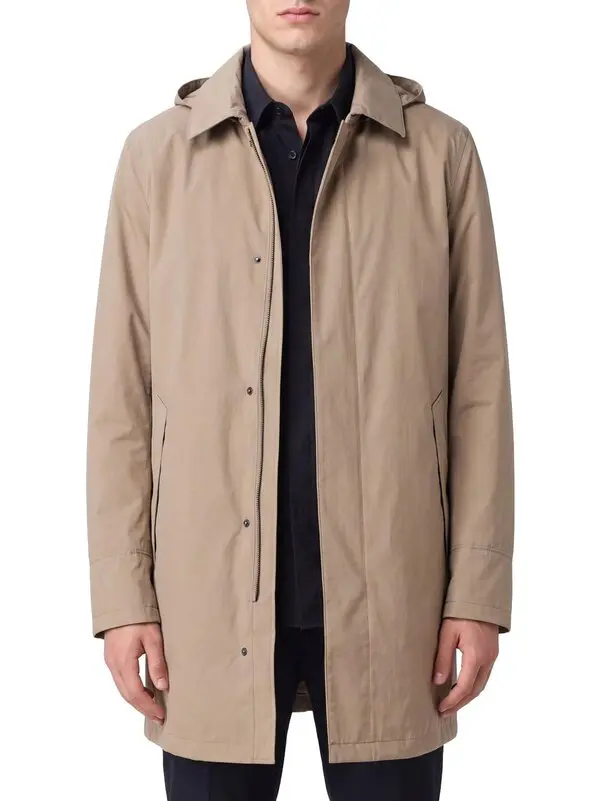 Herno Hooded Technical Fabric Raincoat With Back Vent - Dove Grey