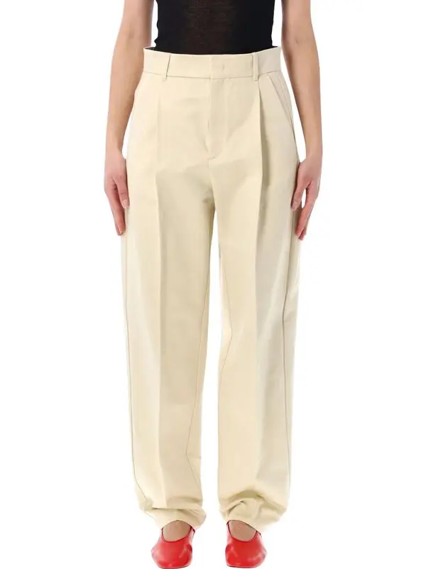 Soeur Tailored Wide Leg Trousers - Cream