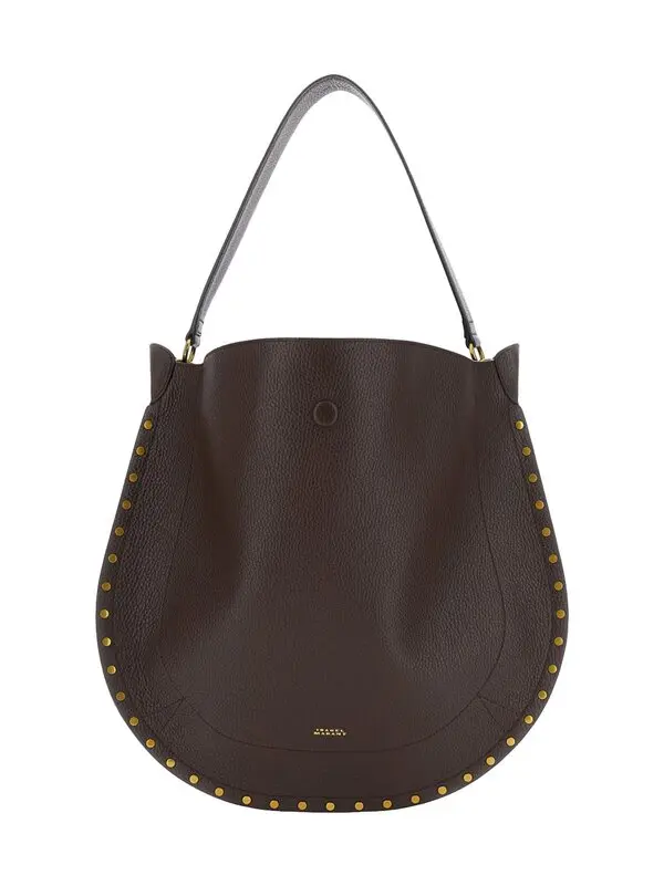 Isabel Marant Étoile Oskan Studded Calfskin Hobo Bag With Removable Pouch - Brown