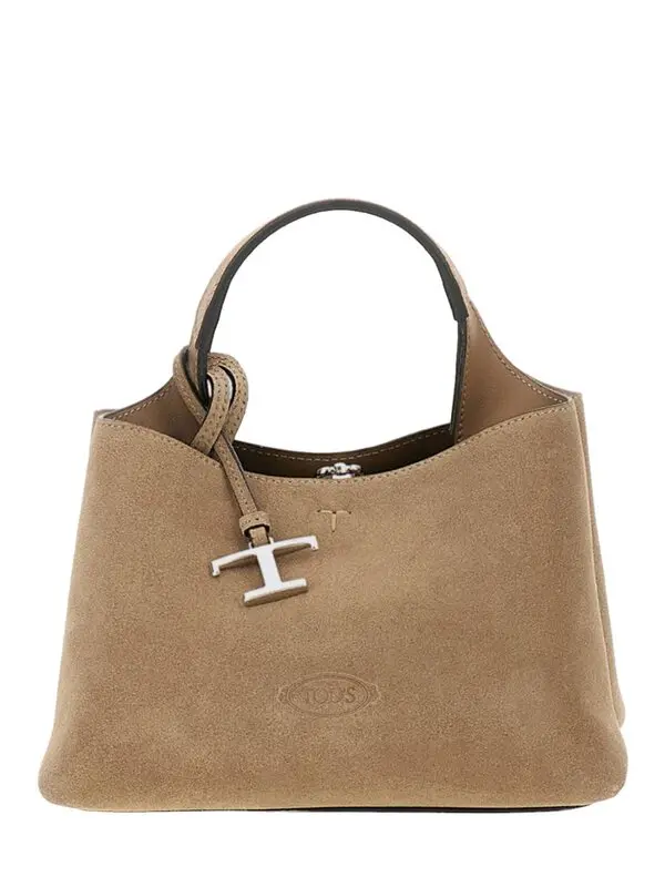 TOD'S Small Calfskin Handbag With Removable Shoulder Strap - Beige