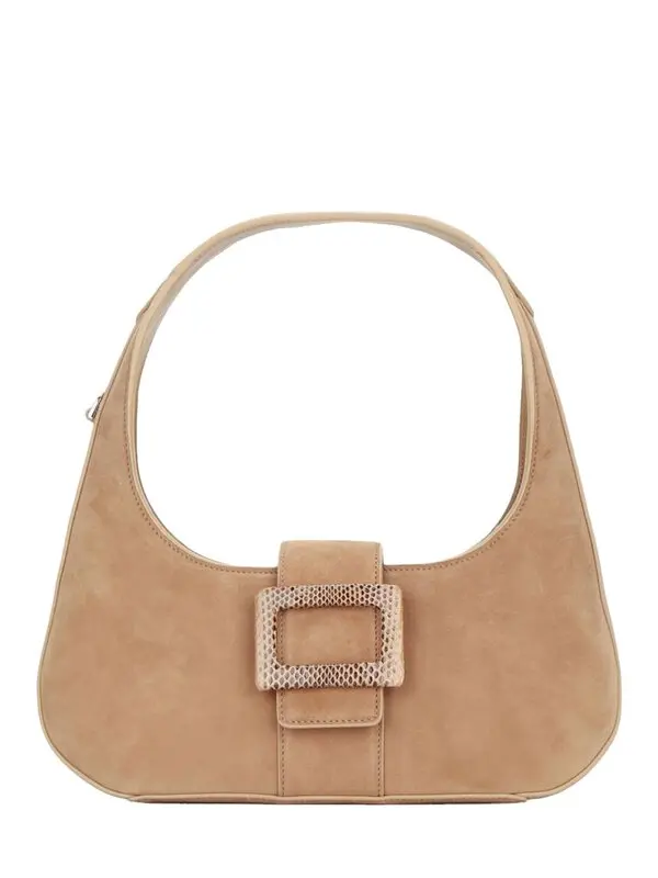 ROGER VIVIER Suede Handbag With Embellished Buckle - Tobacco
