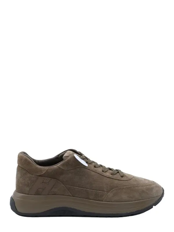 Hogan Hilight Suede Calfskin Leather Lace-up Sneakers With Tone-on-tone H Logo - Burnt