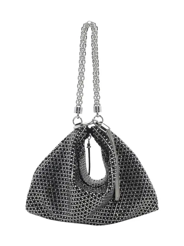JIMMY CHOO Embellished Chain Strap Handbag - Black