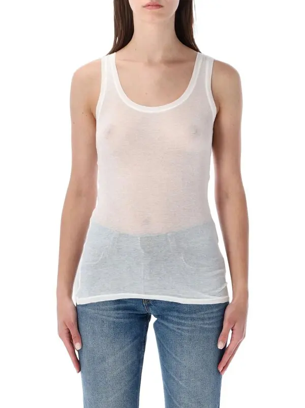 American Vintage Slim Fit Knit Cotton Top - White