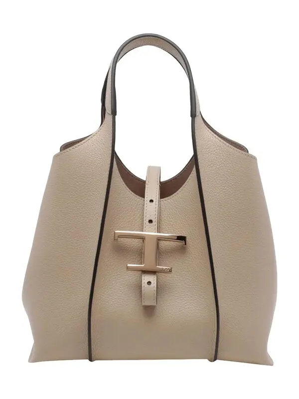 TOD'S Shoulder Bag With Iconic Metal Clasp - Beige