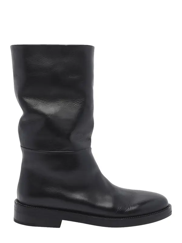 Marsèll Tubetto Calf-high Biker Boots In Distressed Leather - Black