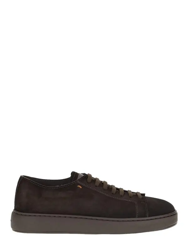 Santoni Suede Lace Up Sneakers - Brown